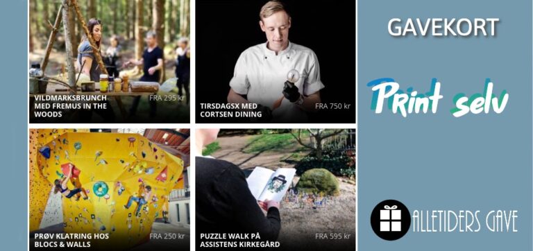 Print selv oplevelser - gavekort - gaven i en fart - Alletiders Gave